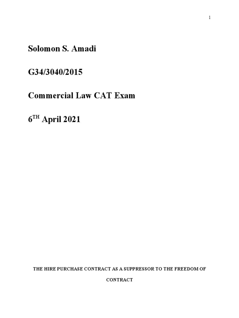 The Impact of Statutory Requirements on Freedom of Contract in Hire ...