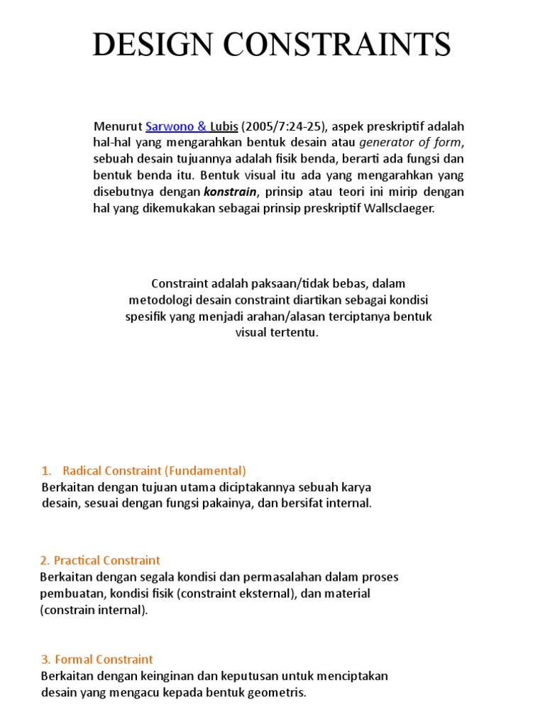 Pengertian dan Jenis Constraint Desain | PDF