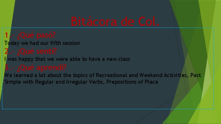Bitácora de Col.: 1.-¿Qué Pasó? 2. - ¿Qué Sentí? 3. - ¿Qué Aprendí? | PDF