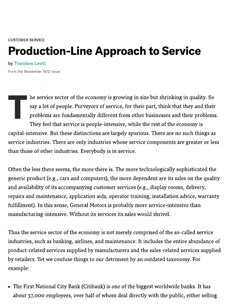 Production-Line Approach To Service | PDF