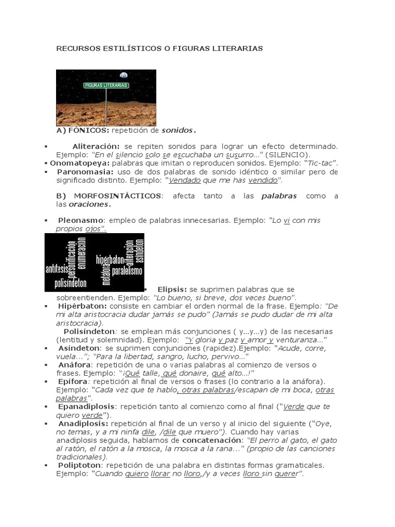 Recursos y Figuras Literarias | PDF | Técnicas Retóricas | Sintaxis