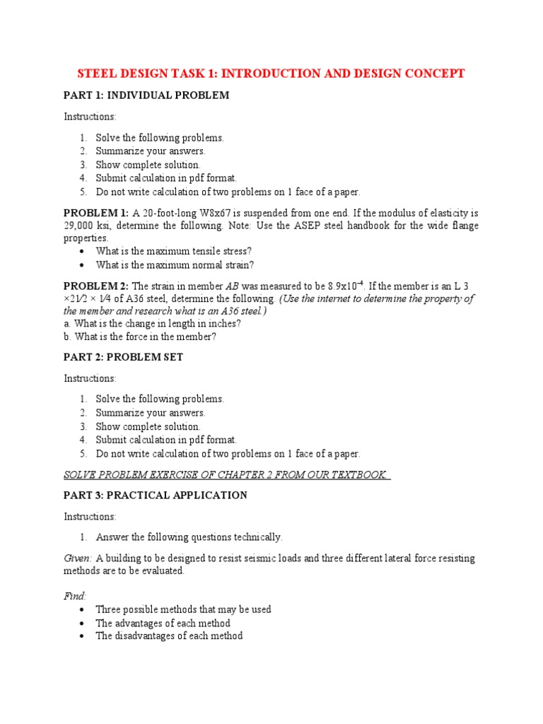Steel Design Task 1 | PDF