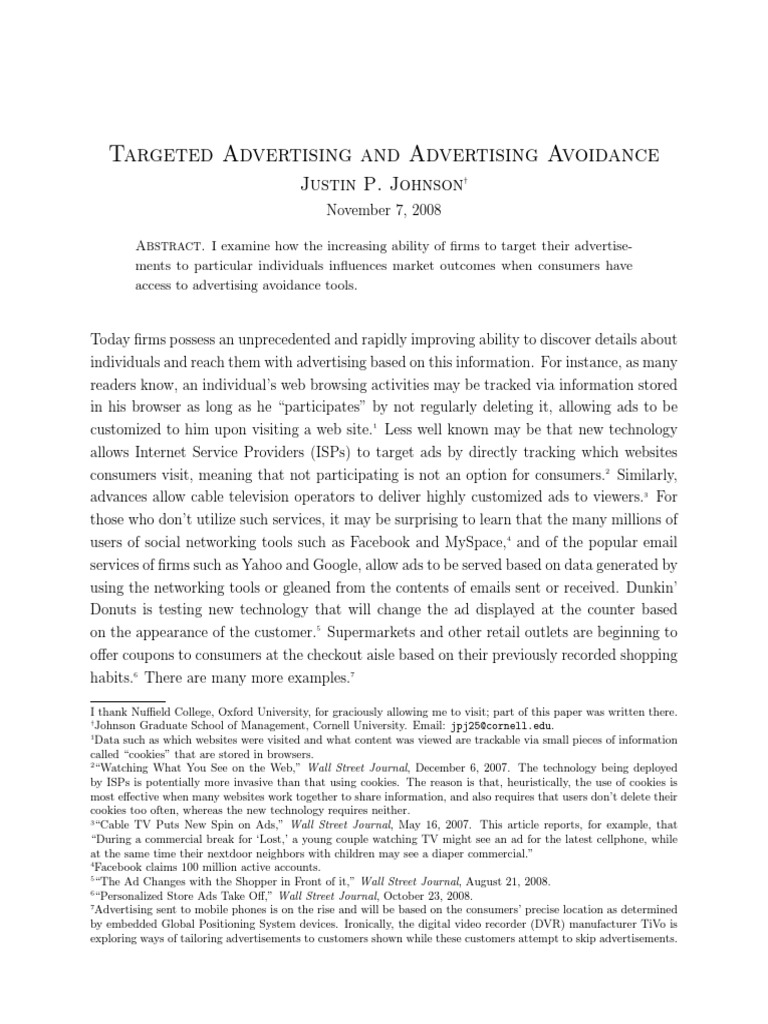 Targeted Advertising and Advertising Avo | PDF | Advertising | Http Cookie