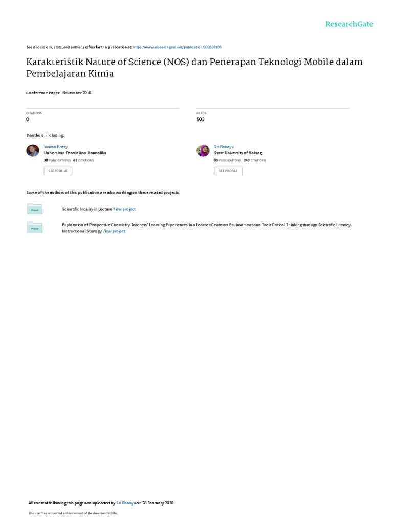 Karakteristik Nature of Science NOS Dan Penerapan | PDF