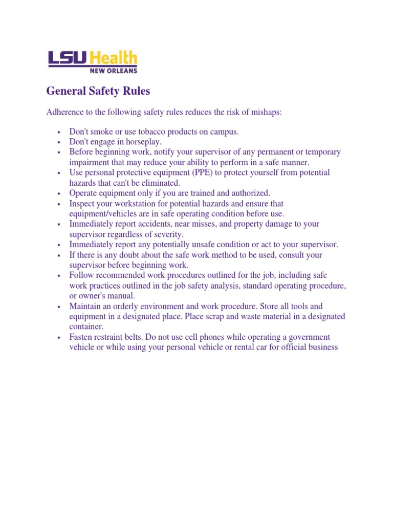 General Safety Rules | PDF