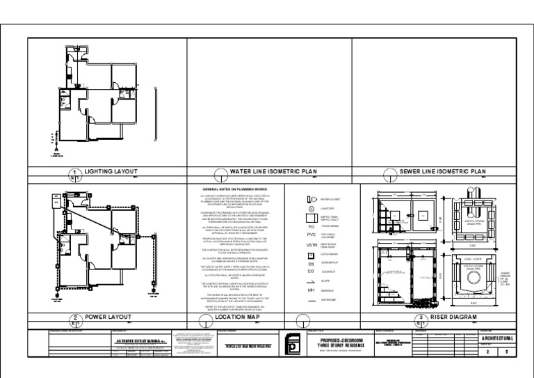 1 Lighting Layout Sewer Line Isometric Plan Water Line Isometric Plan ...