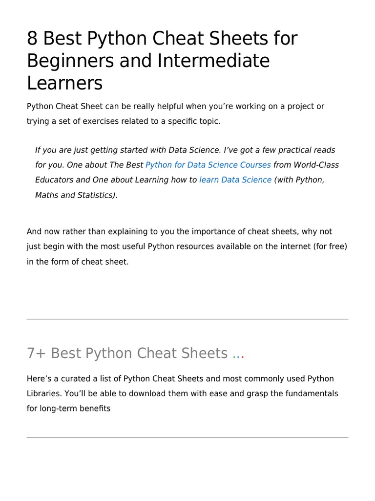 8 Best Python Cheat Sheets For Beginners and Intermediate Learners ...