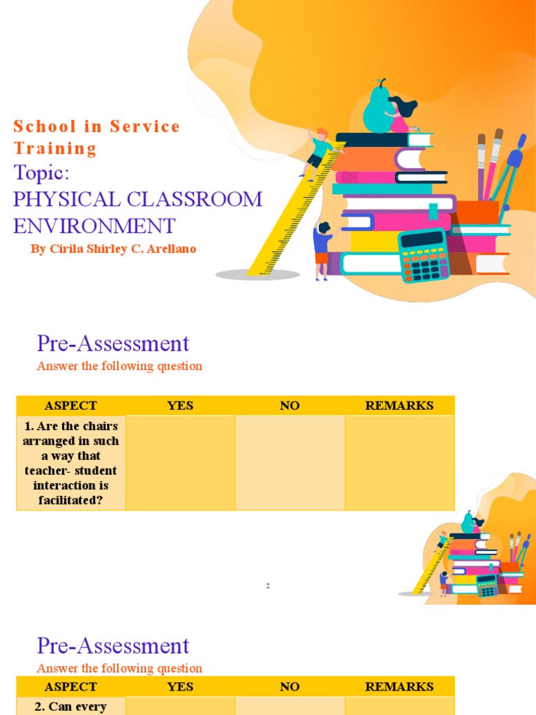 Physical Classroom Environment | PDF | Classroom | Learning