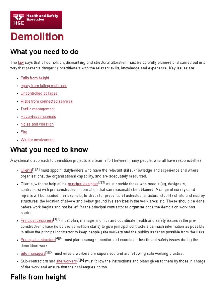 Demolition Safety and Planning Guidelines | PDF | Occupational Safety ...