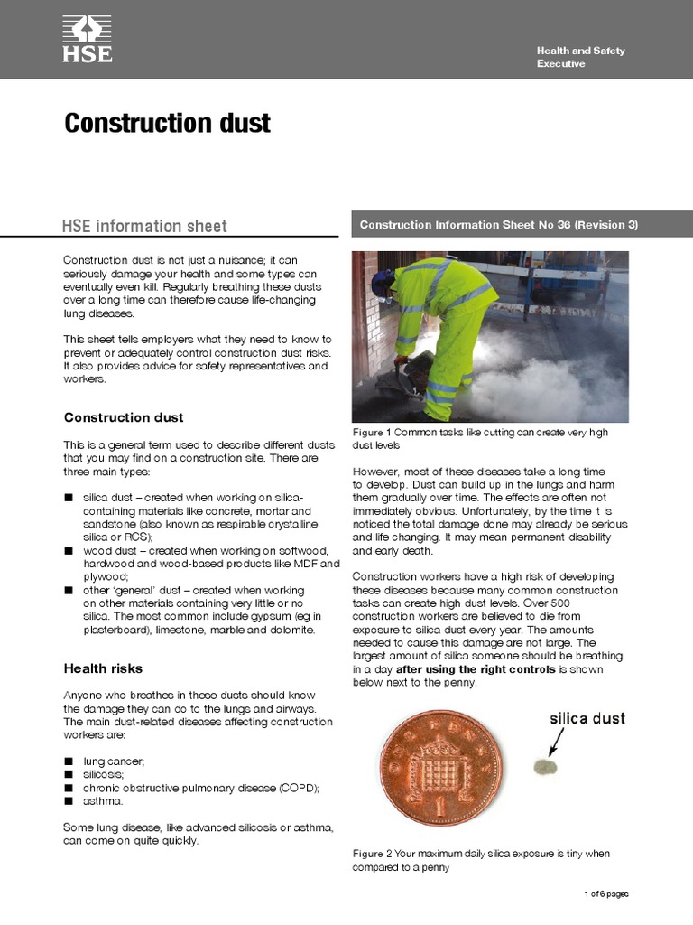 Construction Dust: HSE Information Sheet | PDF | Personal Protective ...
