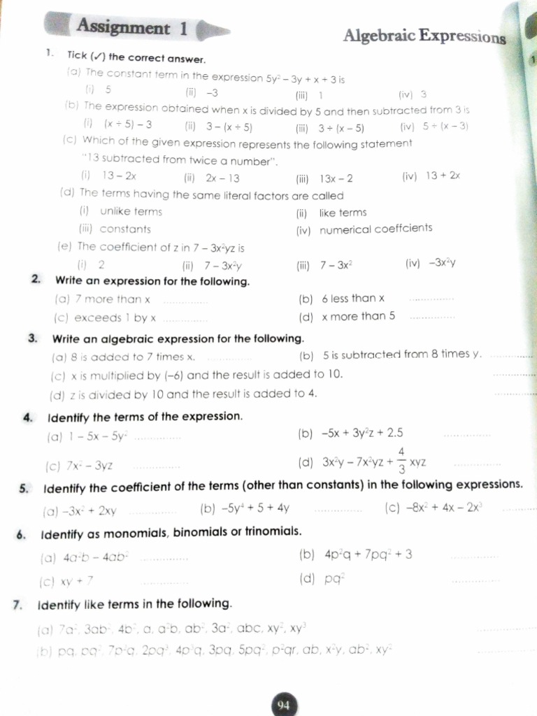 Assignment 1: Algebraic Expressions | PDF | Abstract Algebra | Algorithms
