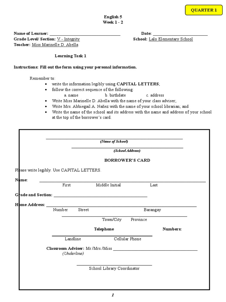 (Name of School) (School Address) | PDF | Learning | Banks