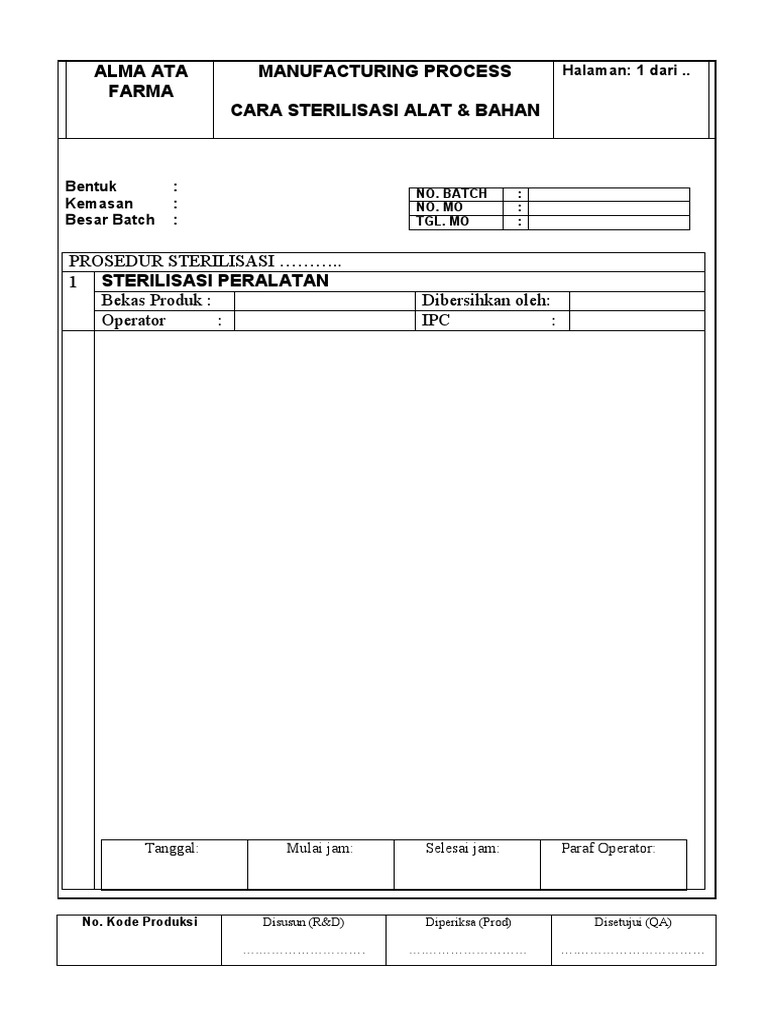 P1. Lembar Kerja Praktikum FTS Steril - Catatan Sterilisasi Alat | PDF