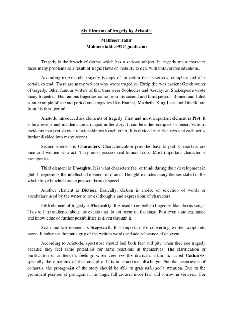 Tragedy by Aristotle | PDF | Tragedy | Plot (Narrative)