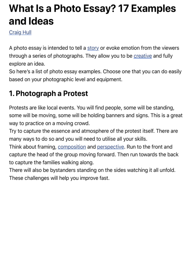 Photograph A Protest: Craig Hull Story Creative | PDF | Photograph | Essays