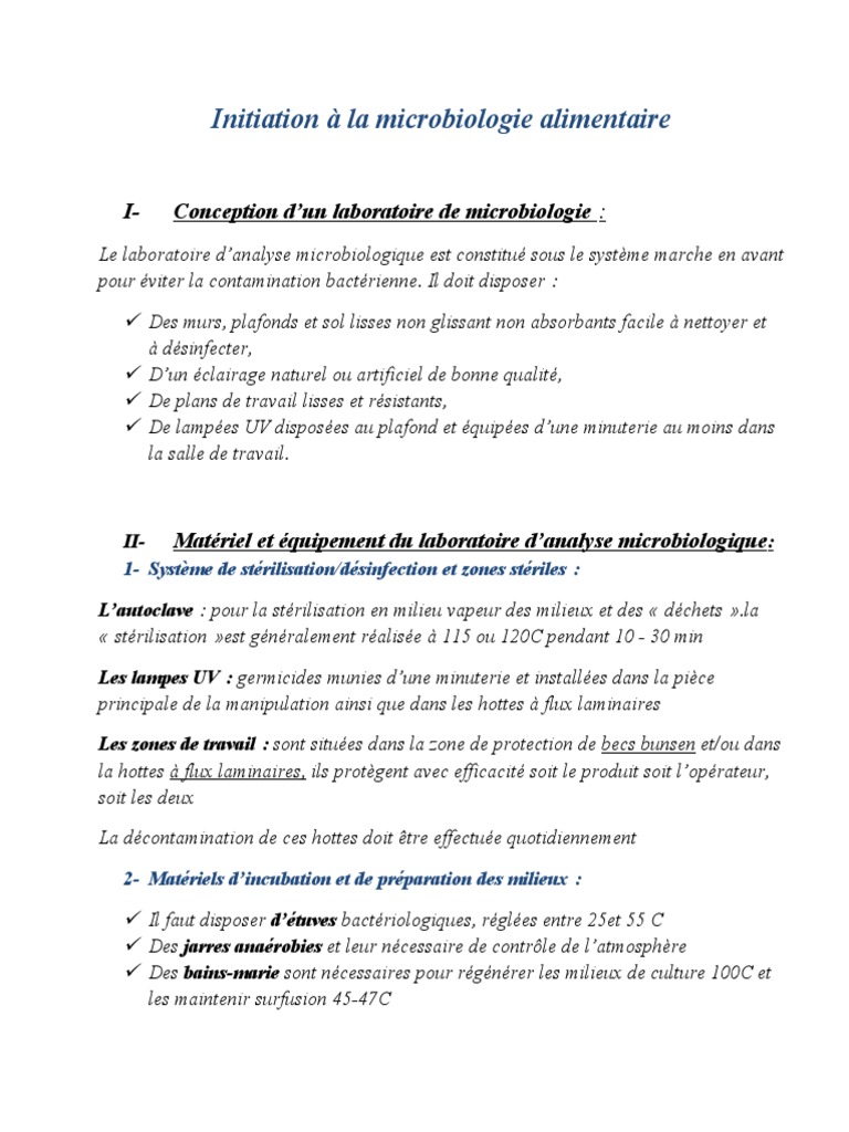 Initiation À La Microbiologie Alimentaire | PDF | Microbiologie | Stérilisation (microbiologie)