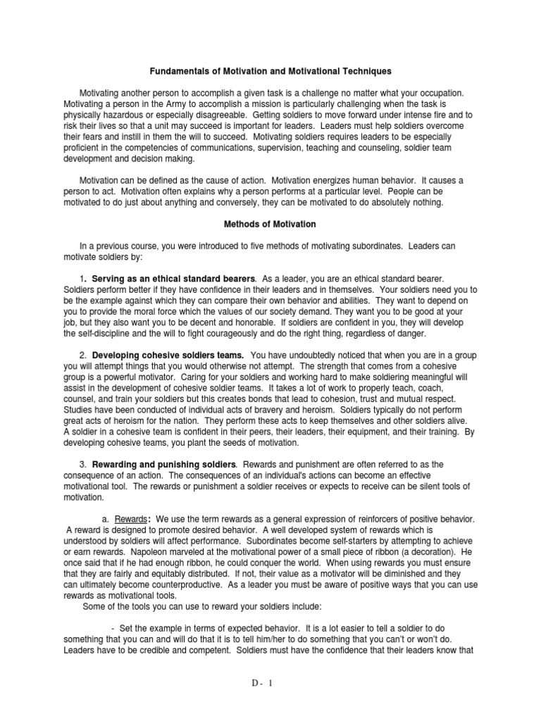 Fundamentals of Motivation and Motivational Techniques | PDF ...