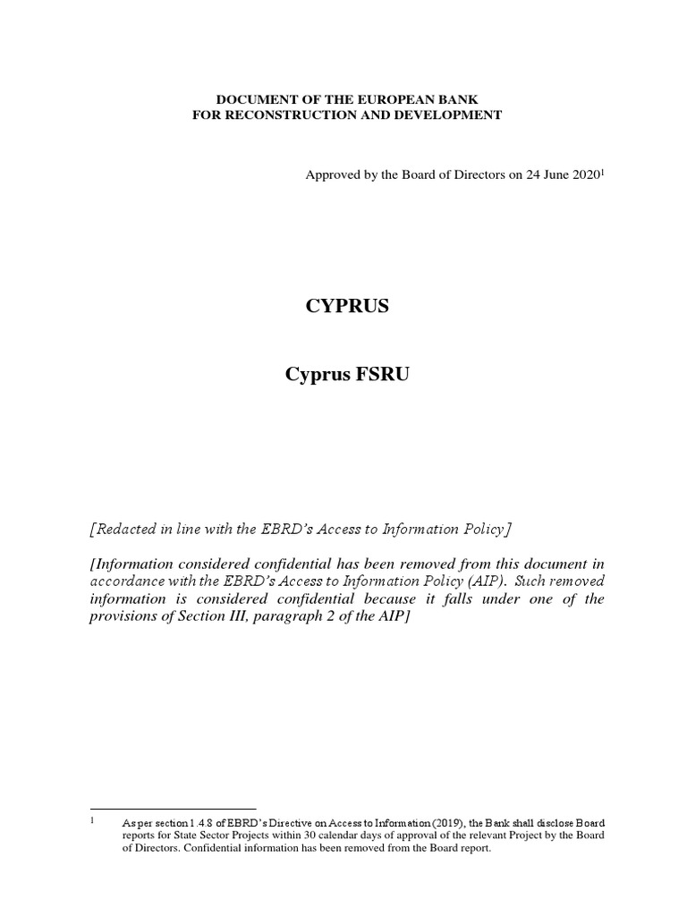 Cyprus FSRU Project Overview | PDF | Renewable Energy | Liquefied Natural Gas