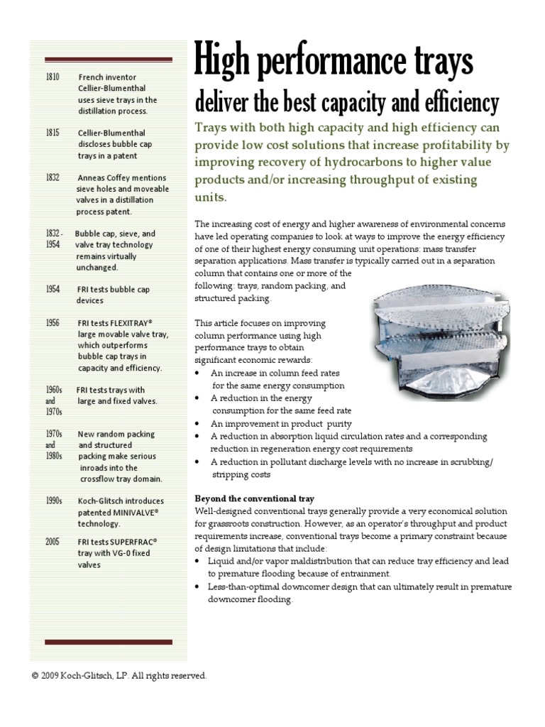 High Performance Trays | PDF | Distillation | Chemistry