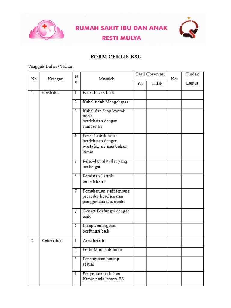 Form Ceklis K3L | PDF