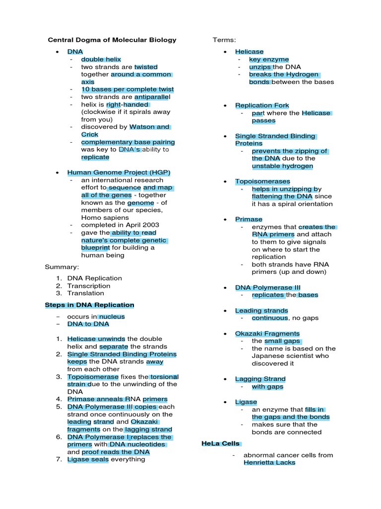 Biology (2nd Semester) - Grade 12 Reviewer | PDF | Dna Replication ...