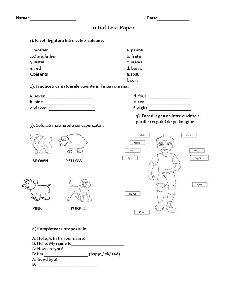 INITIAL TEST PAPER 2nd GRADE | PDF