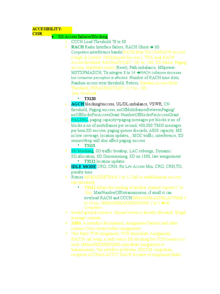 SD Access Failures/blocking: RACH Radio Interface Failure, RACH Ghost ...
