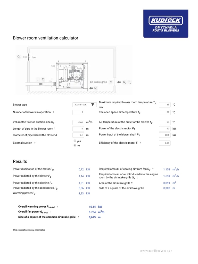 Blower Room Ventilation Calculator: S Max A | PDF
