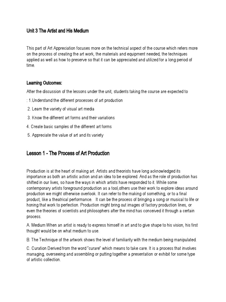 Understanding the Creative Process: An Overview of Artists' Materials ...