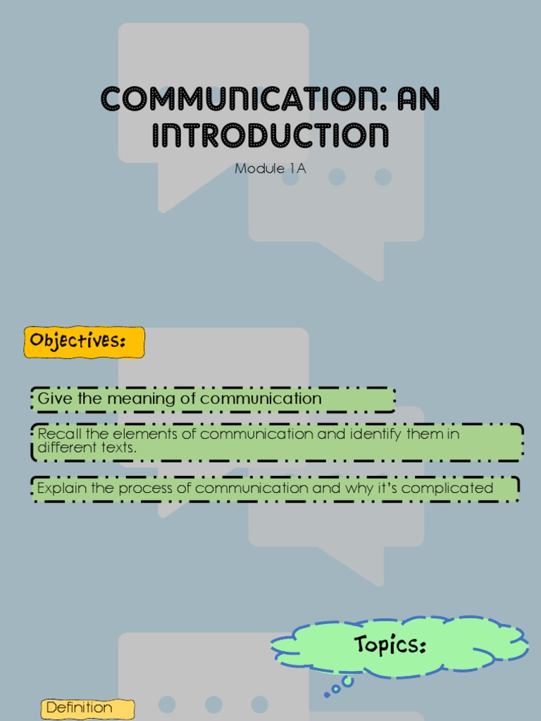 Module 1A: Understanding Communication | PDF | Communication | Cognitive Science