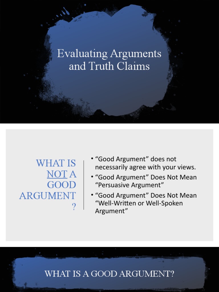 Evaluating Arguments and Truth Claims | PDF | Argument | Deductive ...