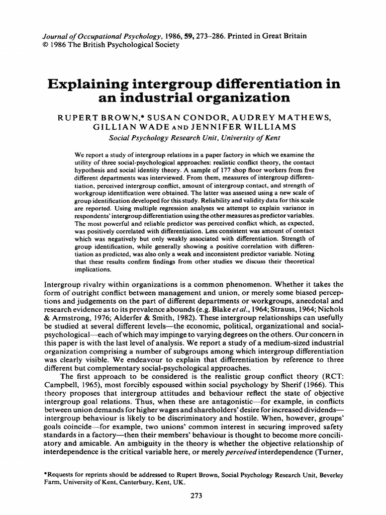 Explaining Intergroup Differentiation in An Industrial Organization ...