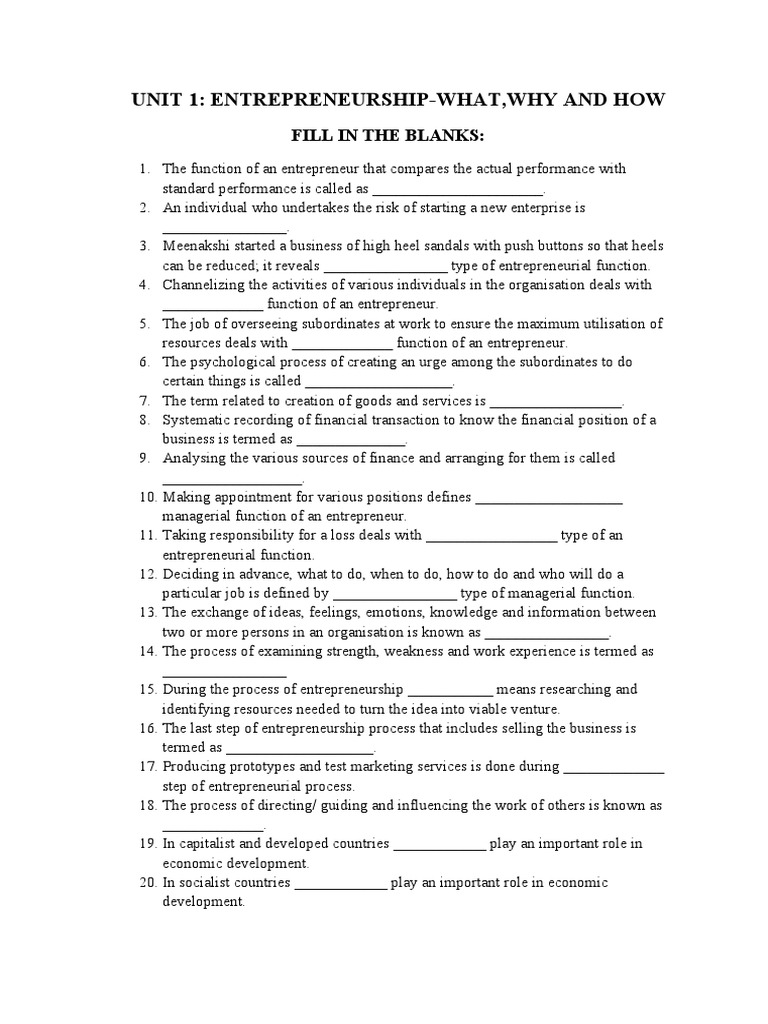 Entrepreneurship: Functions and Roles | PDF | Entrepreneurship ...
