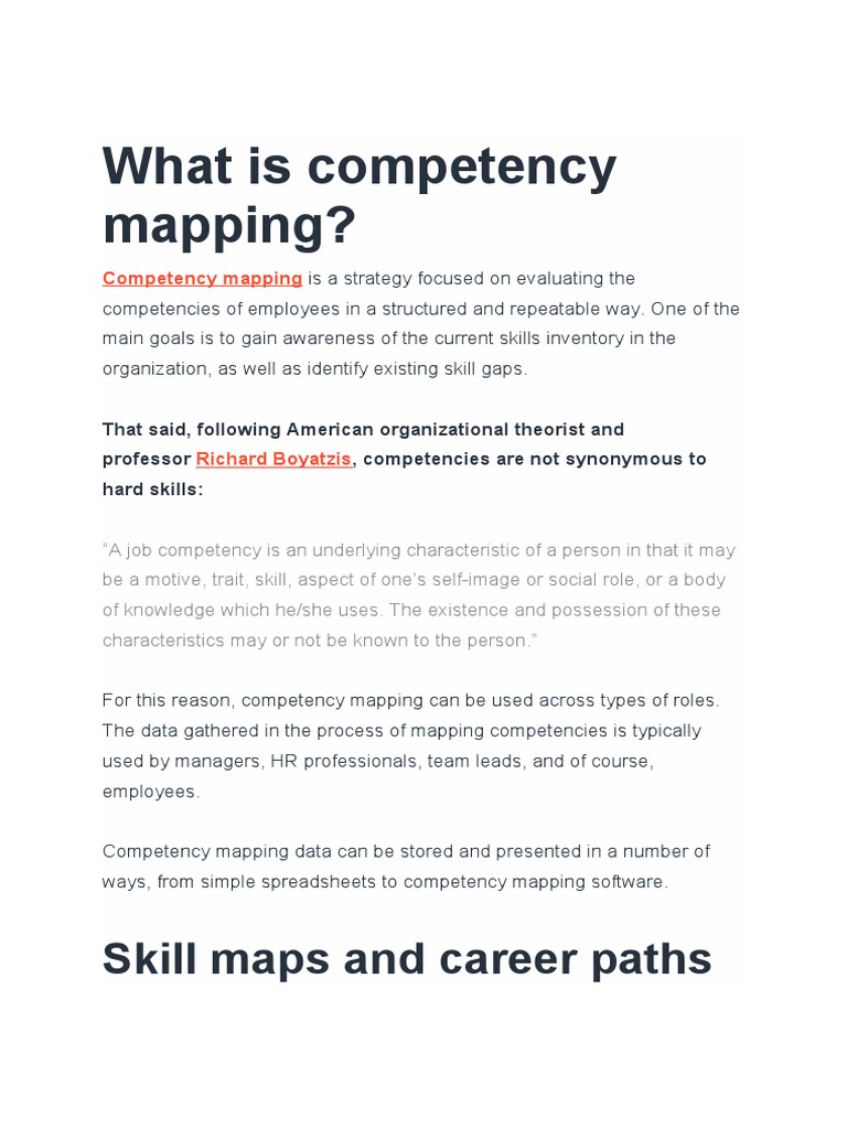 What Is Competency Mapping?: Skill Maps and Career Paths | PDF