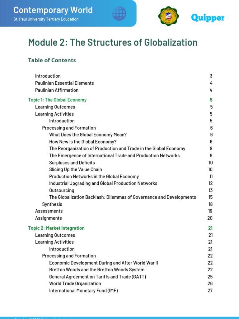 Structures of Globalization Module 2 | PDF | Globalization | Balance Of ...