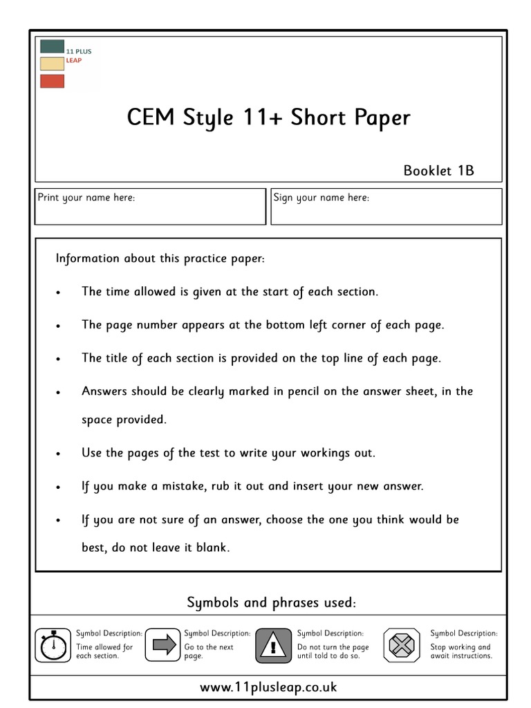 11+ CEM Paper | PDF