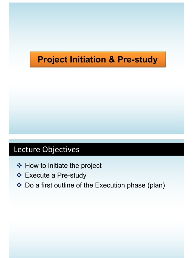 Project Initiation and Pre-Study Guide | PDF | Goal | Business