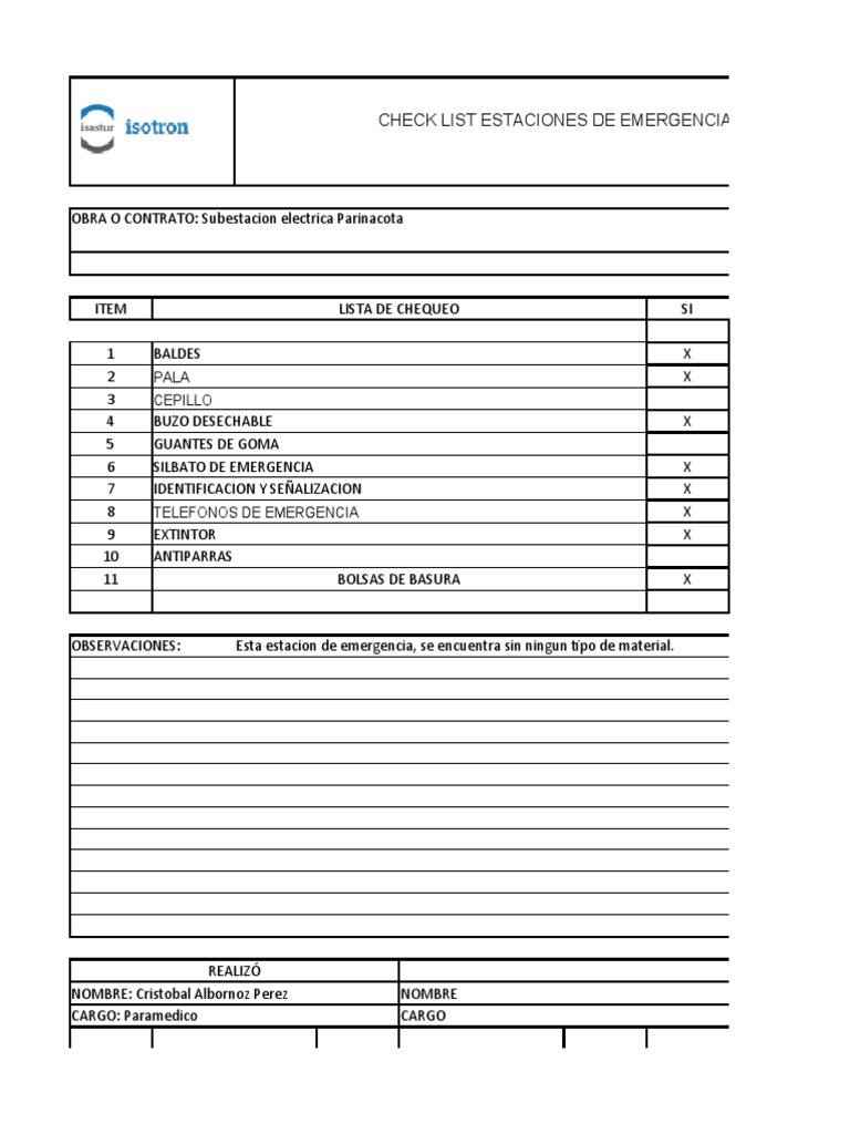 CheckList Estacion Ambiental | PDF | Residuos | Impacto humano en el ...