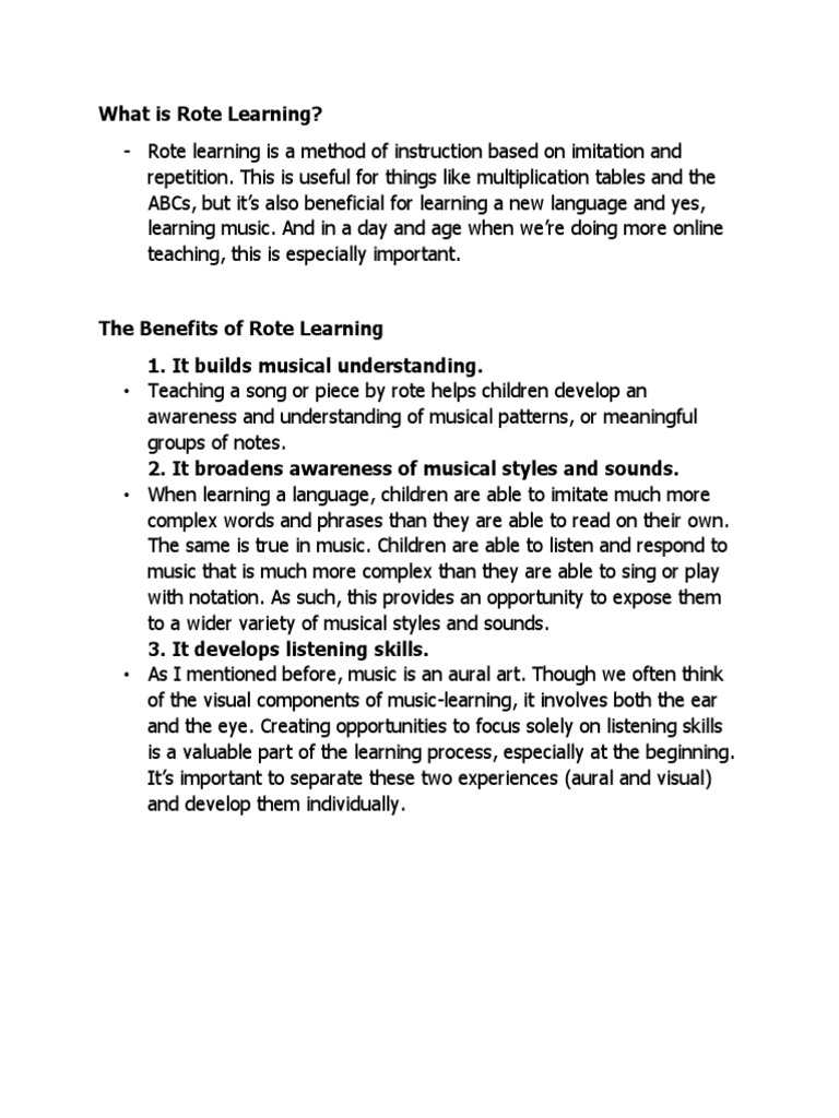 What Is Rote Learning? | PDF | Learning | Rhythm
