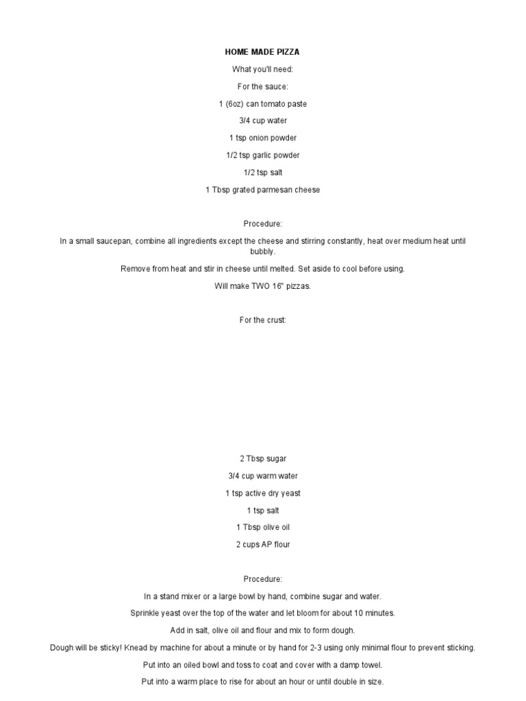 Pizza Recipe | PDF | Pizza | Breads
