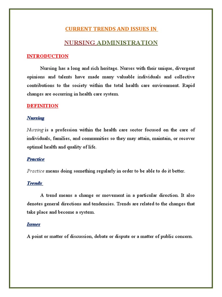 Current Trends and Issues Notes | PDF | Nursing | Health Care