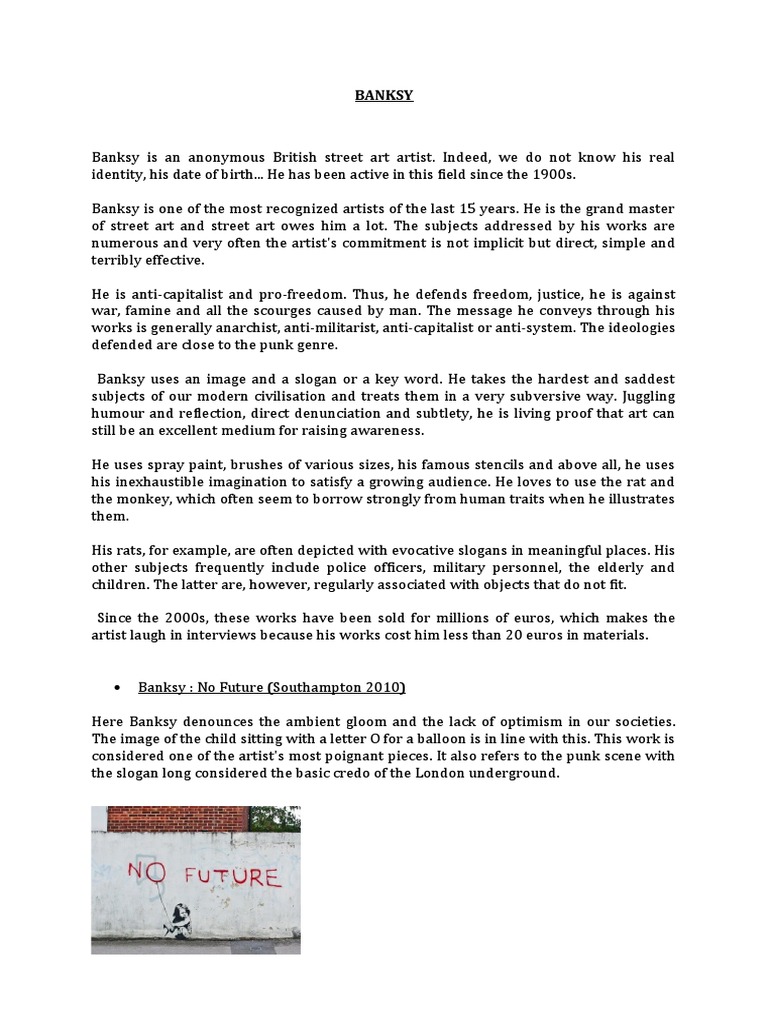 Banksy: Anonymous Street Artist Using Humor and Subversion to Promote ...