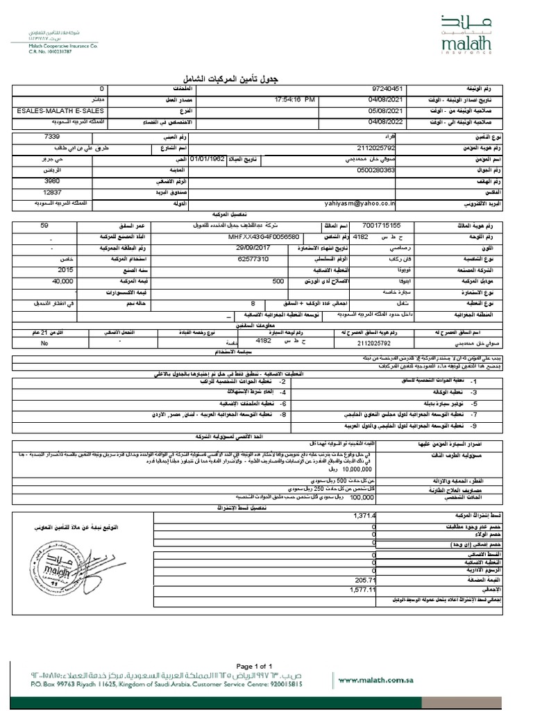 Policy Schedule | PDF