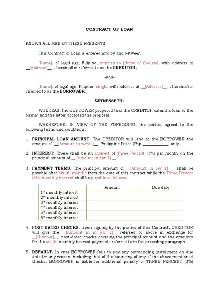Contract of Loan Simple Loan Agreement | PDF | Interest | Loans