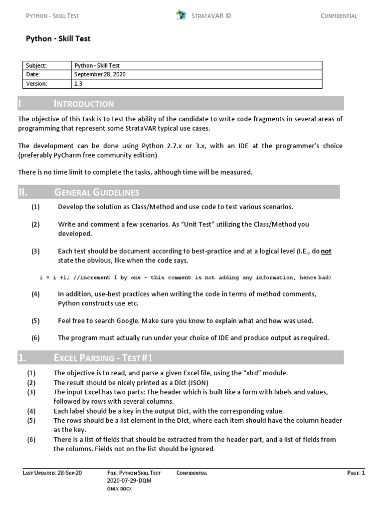 Python Skill Test Pdf Microsoft Excel Python Programming Language
