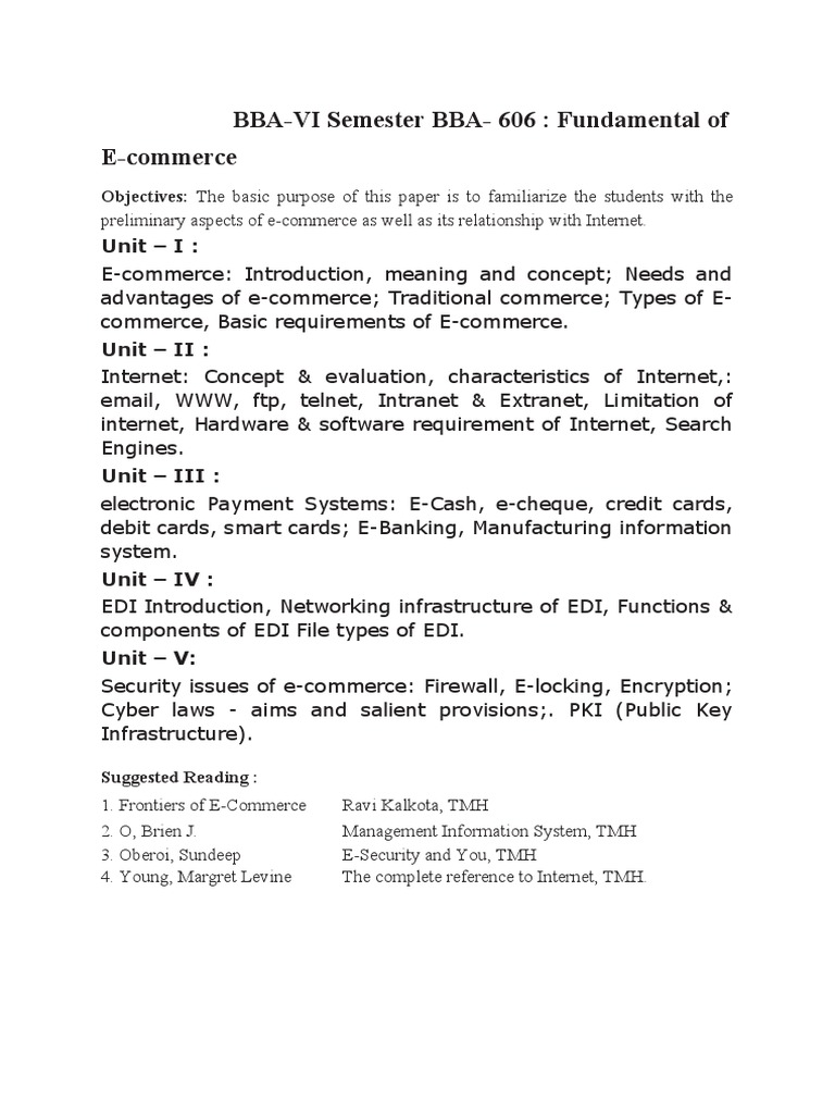 E-commerce Fundamentals for BBA Students | PDF