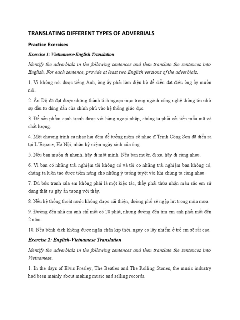 Translating Different Types of Adverbials | PDF