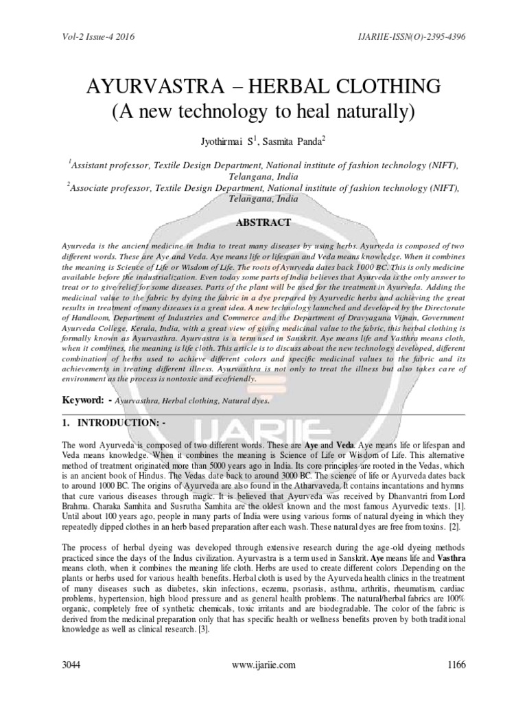 AYURVASTRA - HERBAL CLOTHING A New Technology To Heal Naturally ...