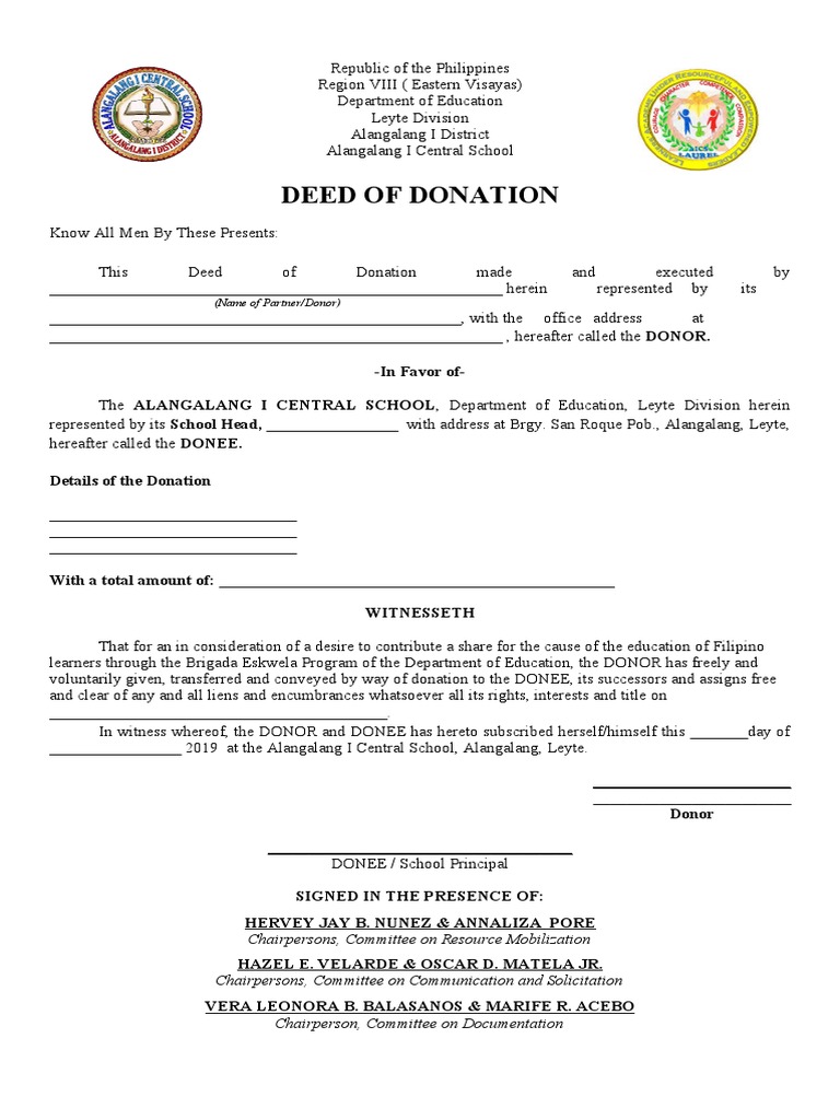 Deed of Donation Acceptance | PDF | Civil Law (Common Law) | Natural Resources Law