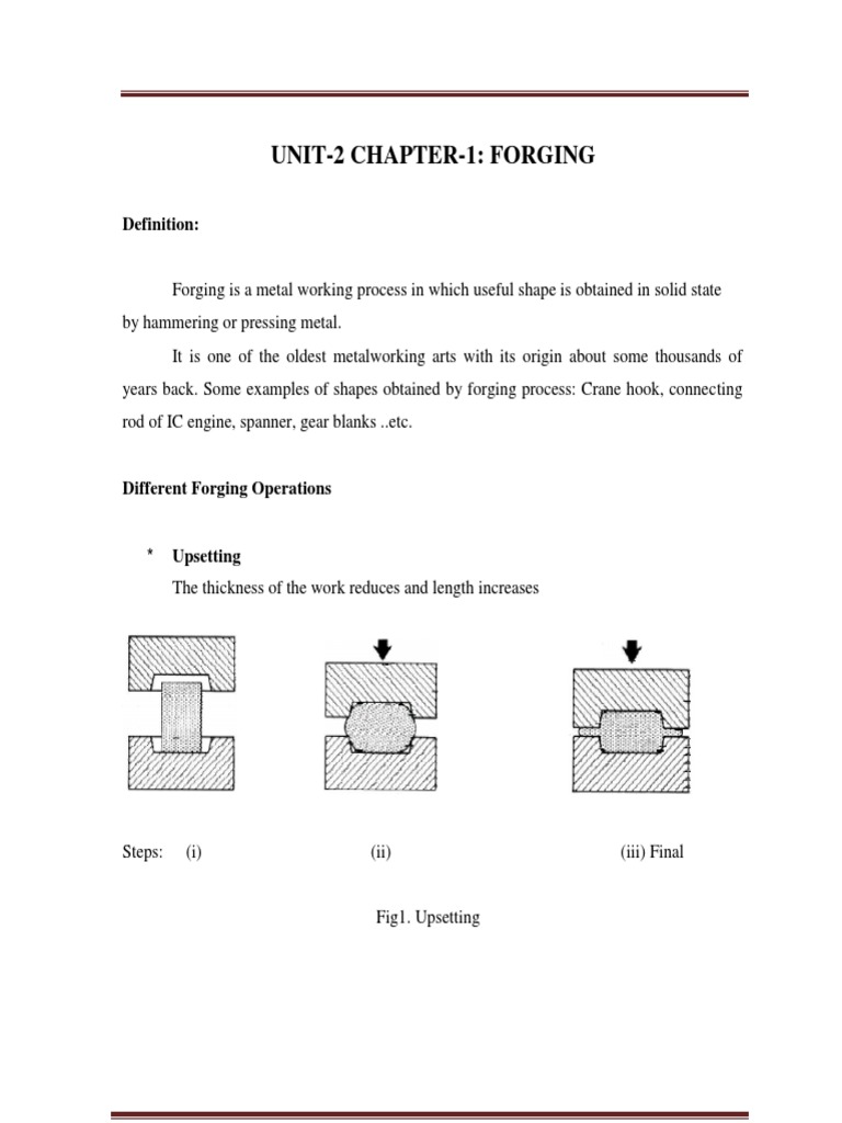 Unit 2 Chapter 1 Forging | PDF | Forging | Friction
